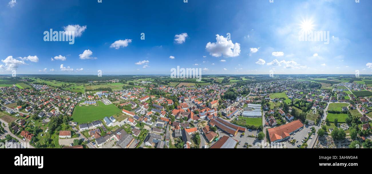 Summer view of Siegenburg on the Abens in the Lower Bavarian Hallertau ...
