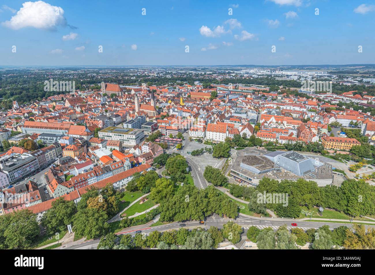 A bird's eye view of the Upper Bavarian city of Ingolstadt around the ...