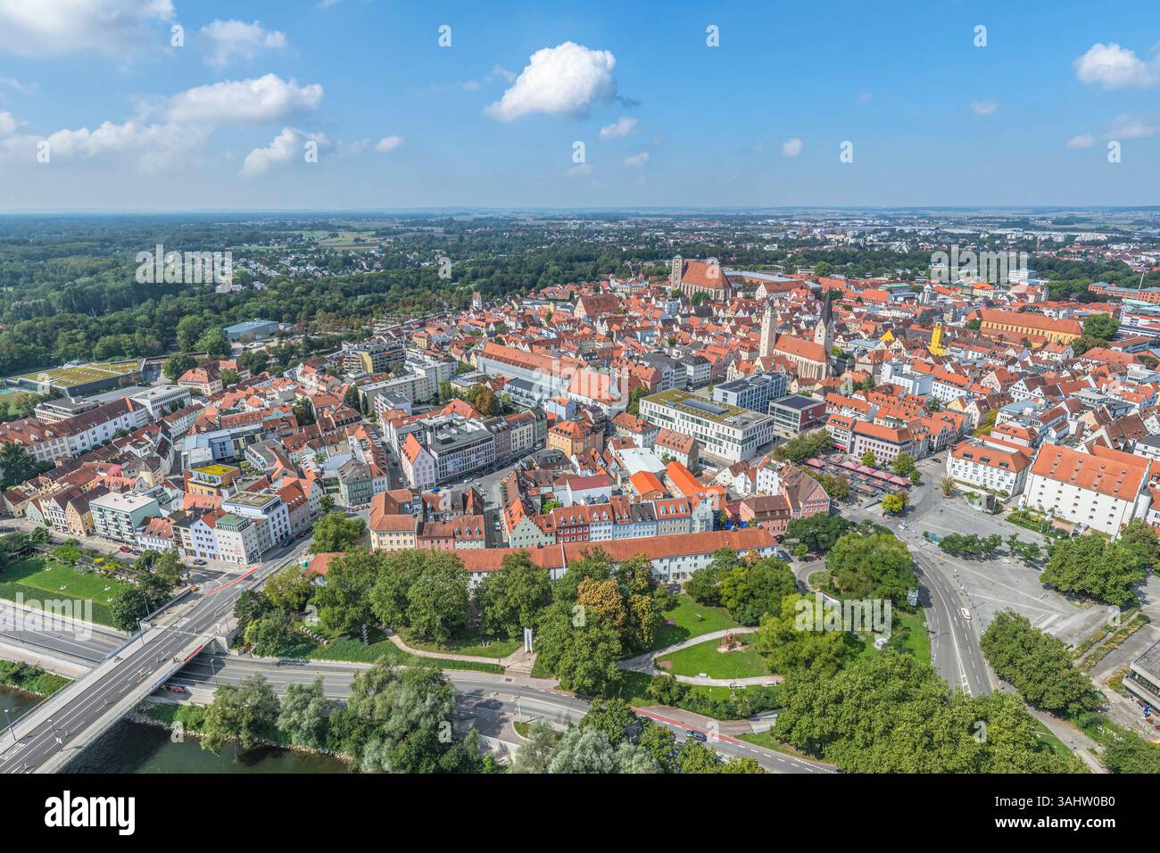 A bird's eye view of the Upper Bavarian city of Ingolstadt around the ...