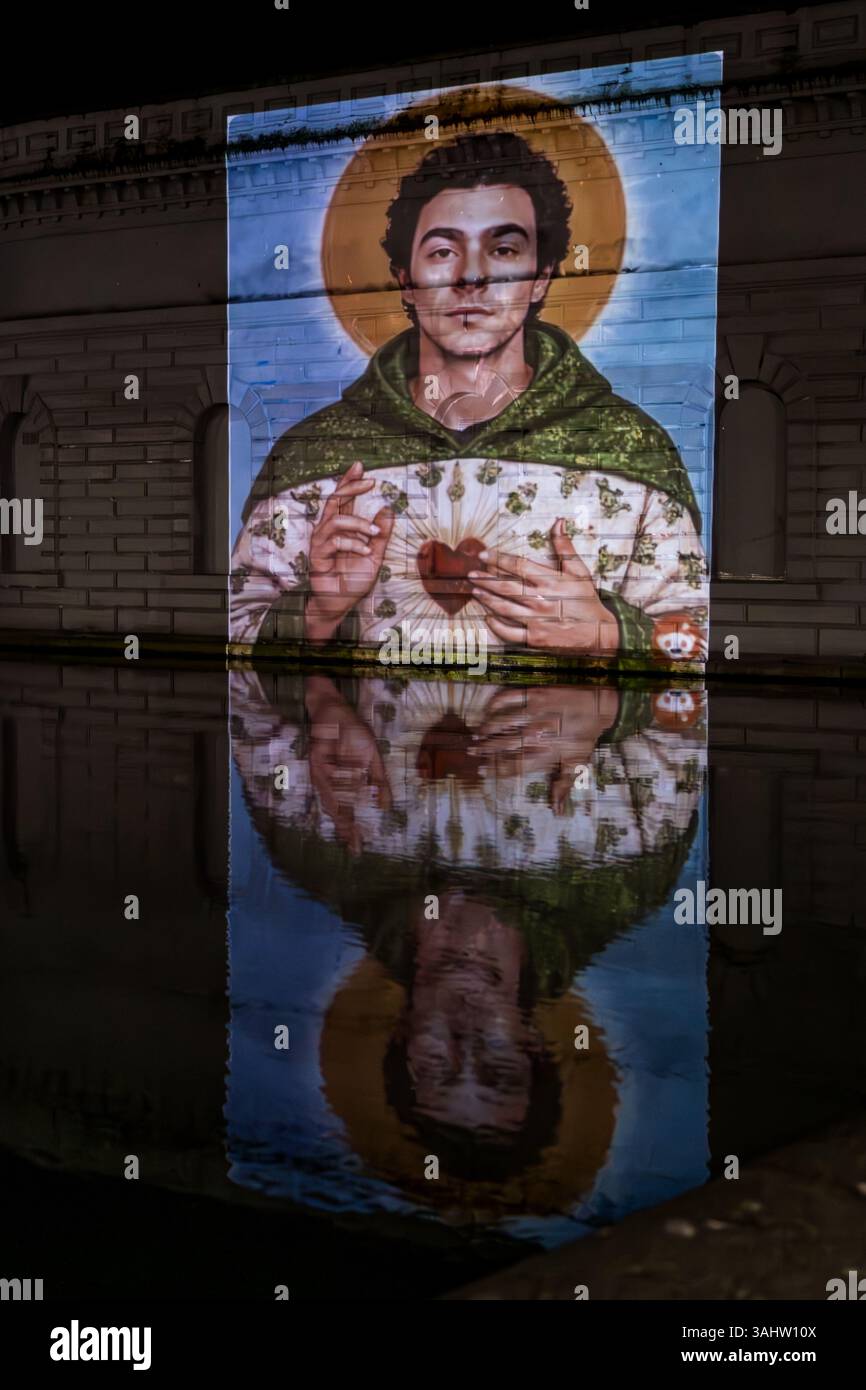 Seattle, USA. 24 Jan, 2025. Street artist Light Guerrilla art light ...