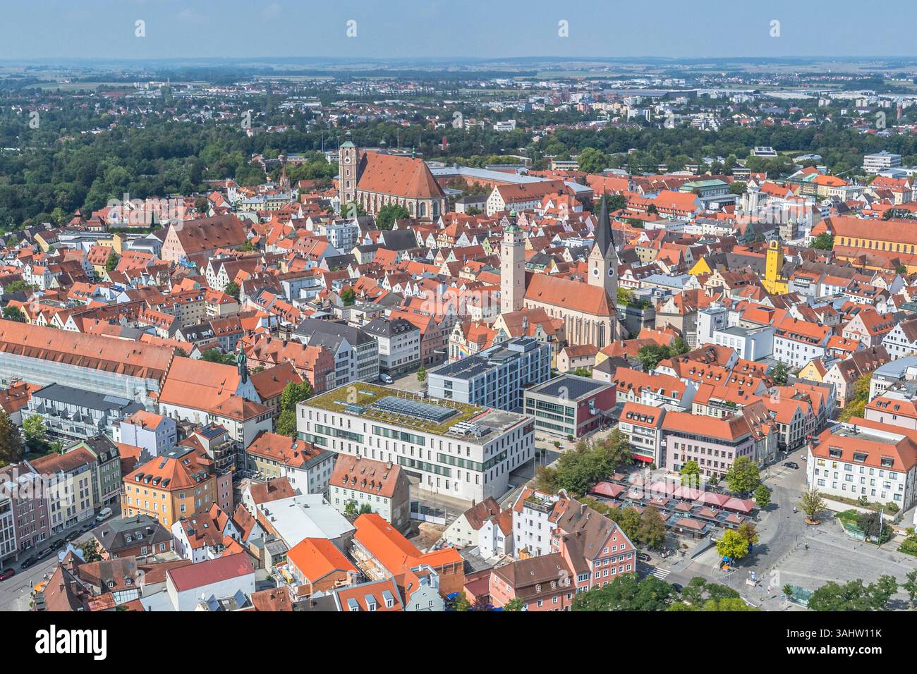 A bird's eye view of the Upper Bavarian city of Ingolstadt around the ...