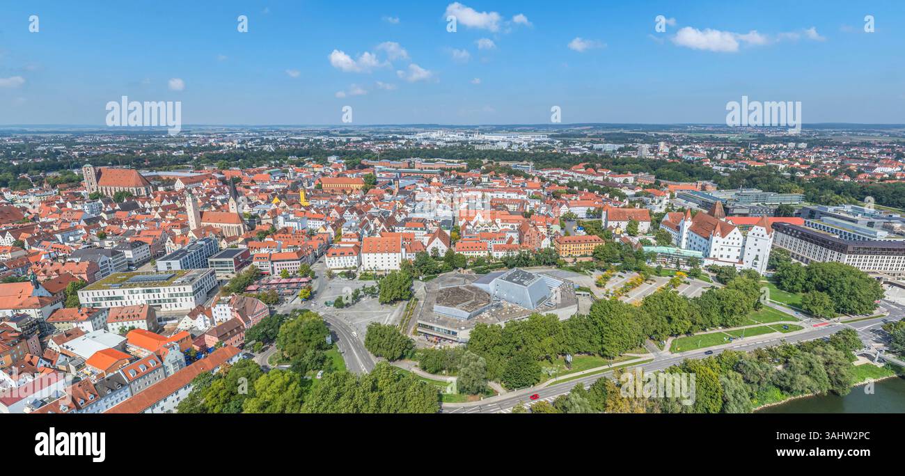 A bird's eye view of the Upper Bavarian city of Ingolstadt around the ...