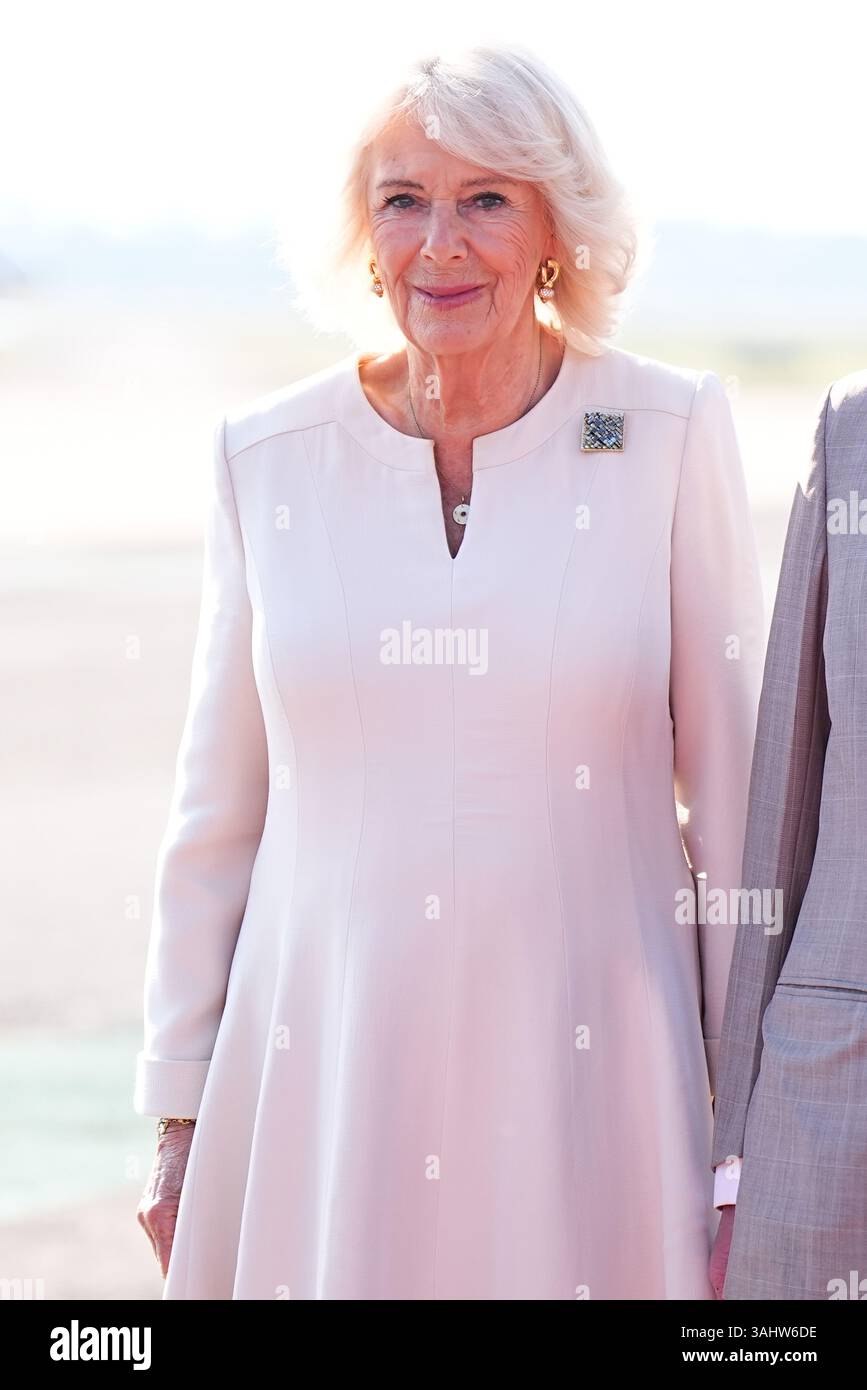 Queen Camilla departs from Forli Airport as they leave Italy on the ...