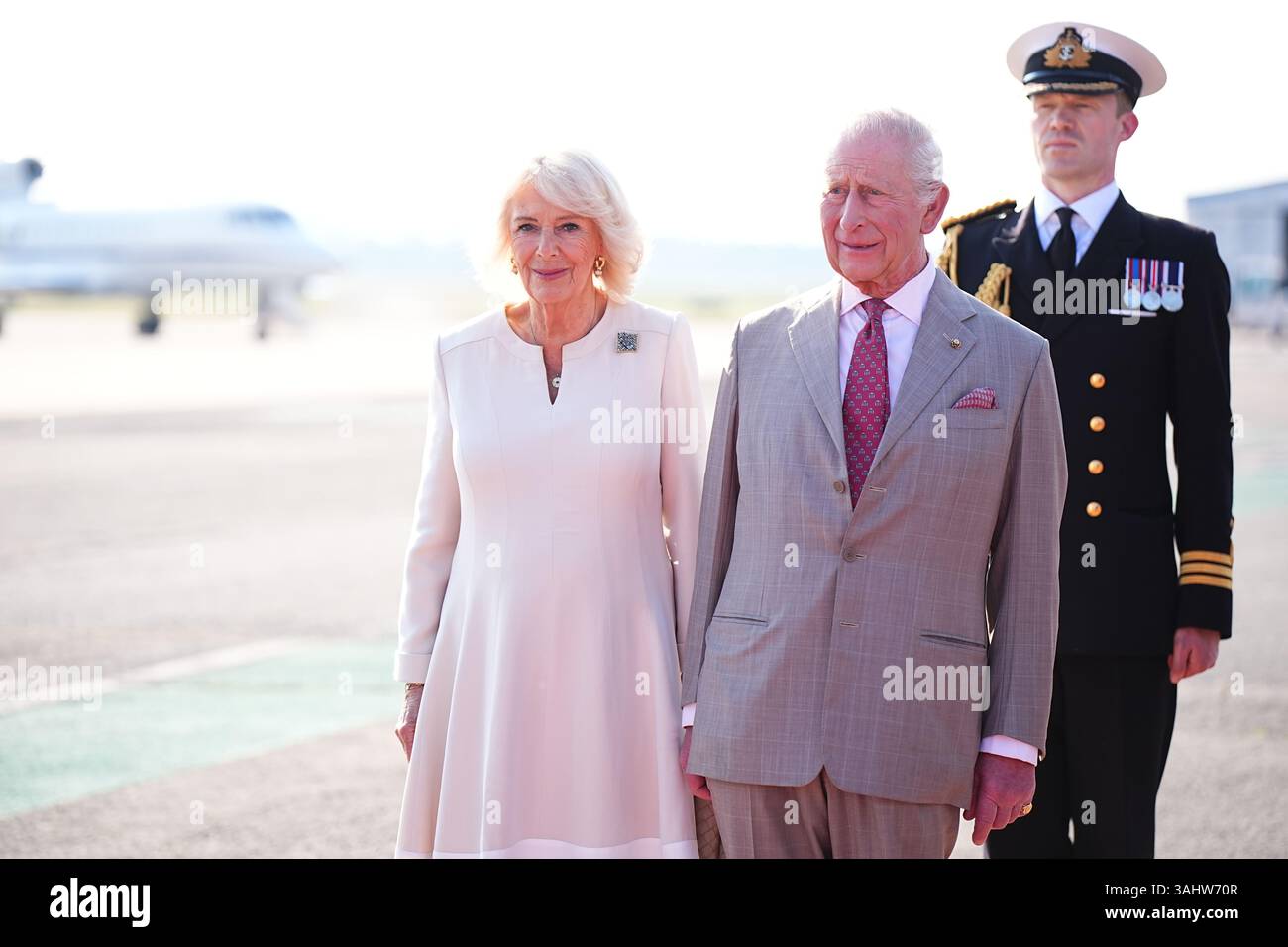 King Charles III and Queen Camilla depart from Forli Airport as they ...