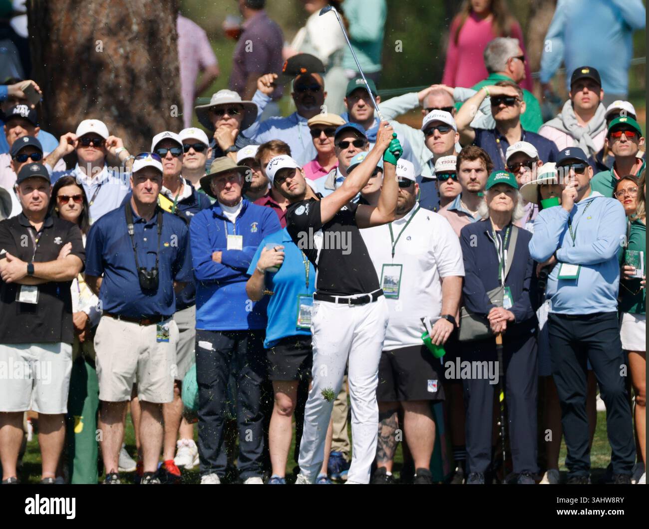 Augusta, United States. 10th Apr, 2025. Thomas Detry of Belgium hits ...