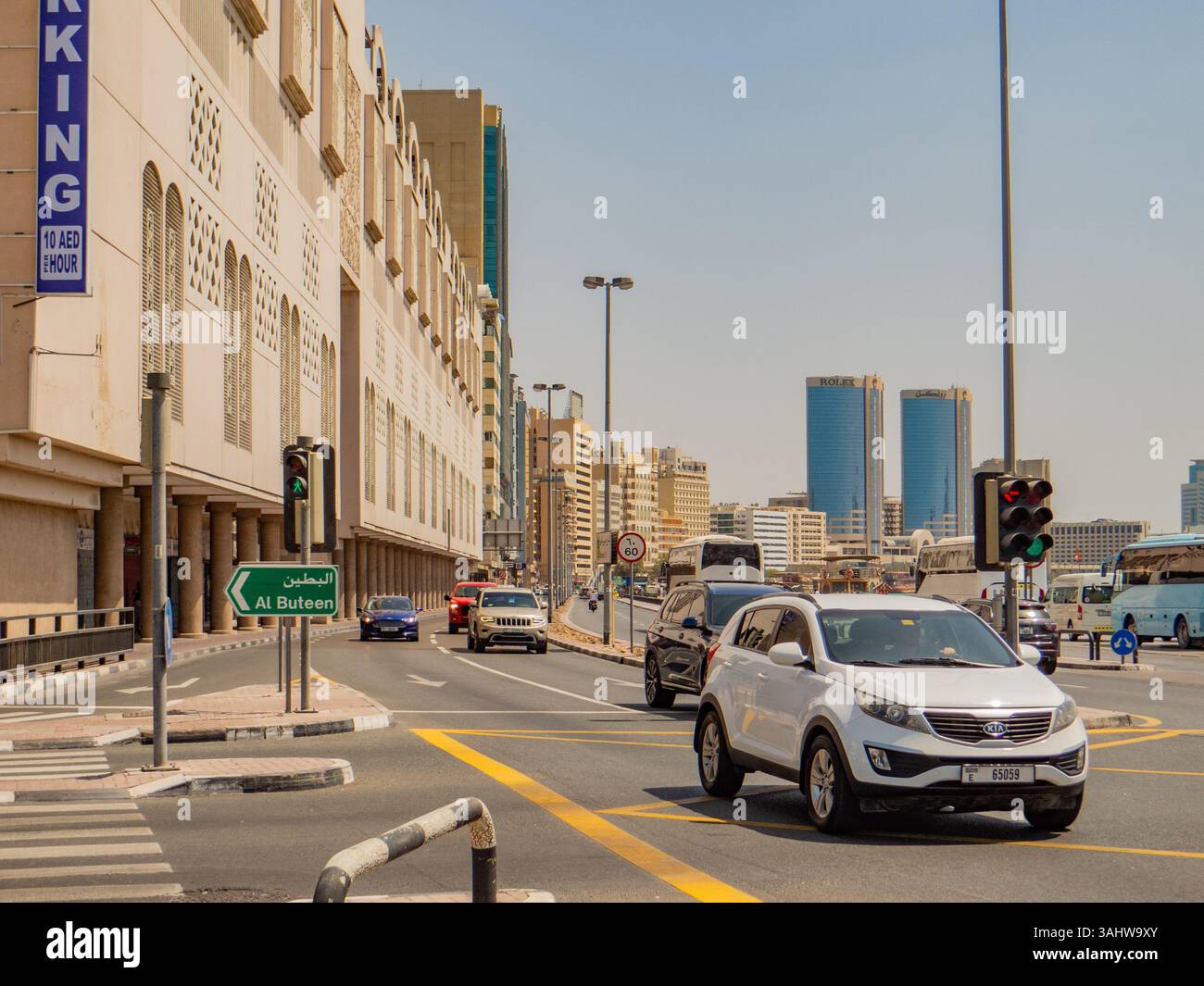 DUBAI, UAE. Baniyas road at the riverside in Deira in Dubai, UAE Stock ...