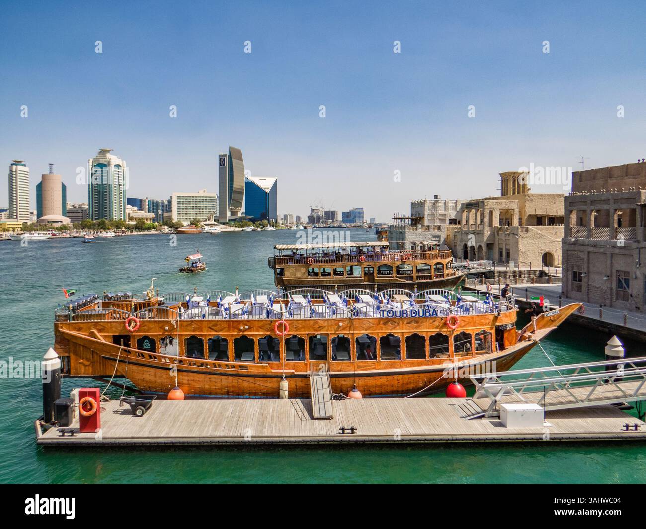 Dubai, United Arab Emirates. Abra - old traditional wooden boat and ...