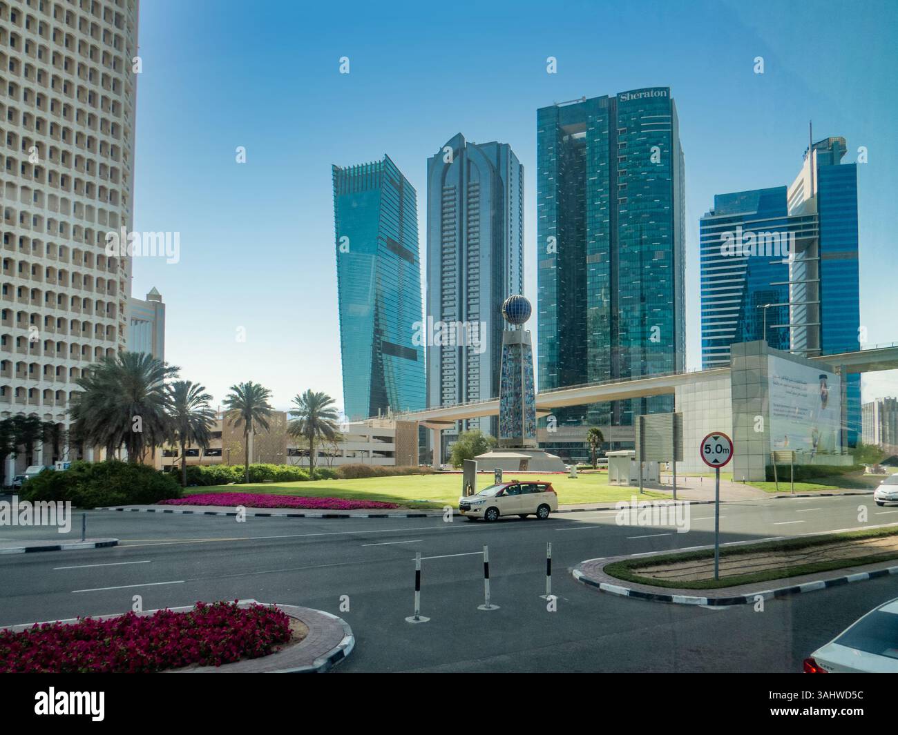 UAE, Dubai. View of Sheikh Zayed Road skyscrapers in Dubai, UAE Stock ...