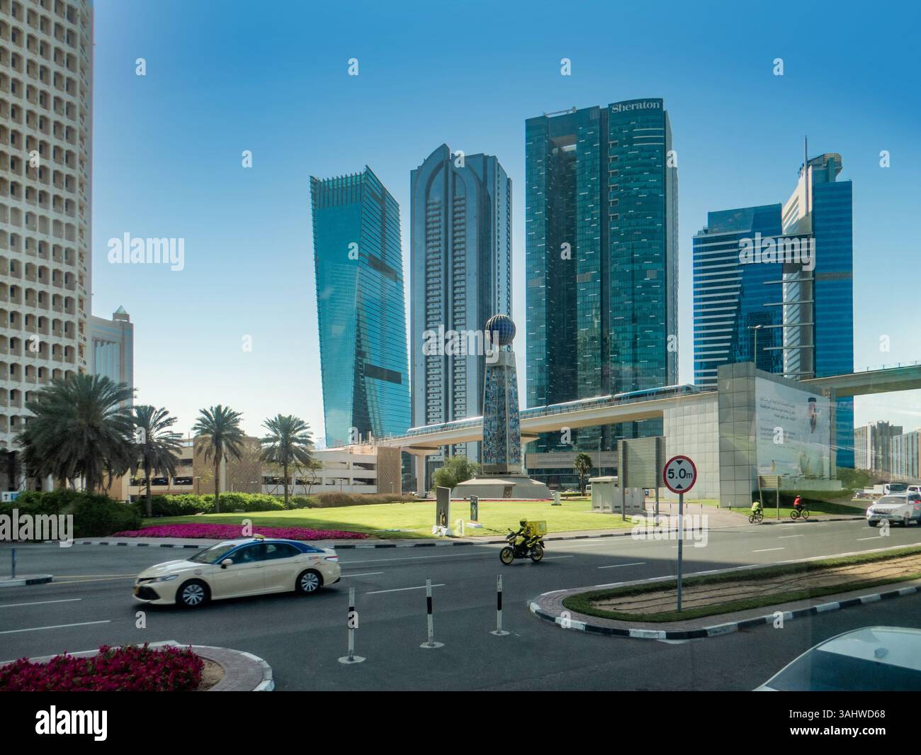 UAE, Dubai. View of Sheikh Zayed Road skyscrapers in Dubai, UAE Stock ...