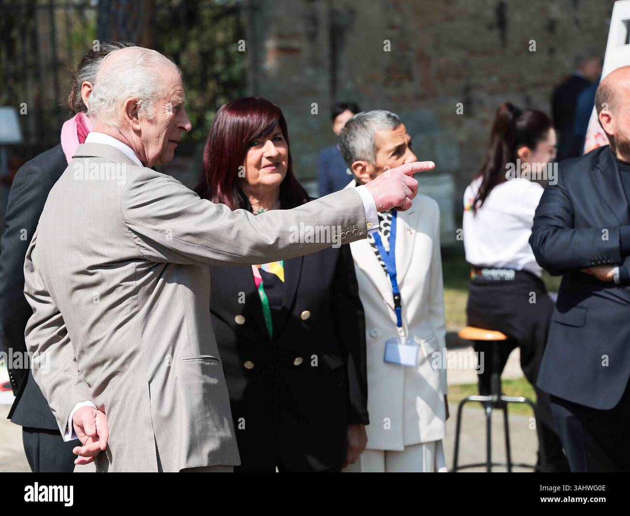 Ravenna, Italy. 10th Apr, 2025. King Charles III visits the Basilica of ...