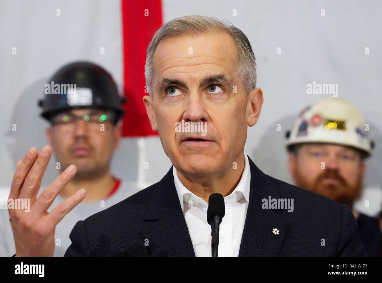 Calgary, Canada. 09th Apr, 2025. Liberal Leader Mark Carney makes an ...