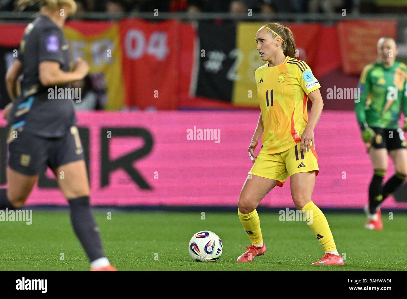 Leuven, Belgium. 08th Apr, 2025. Janice Cayman (11) of Belgium pictured ...