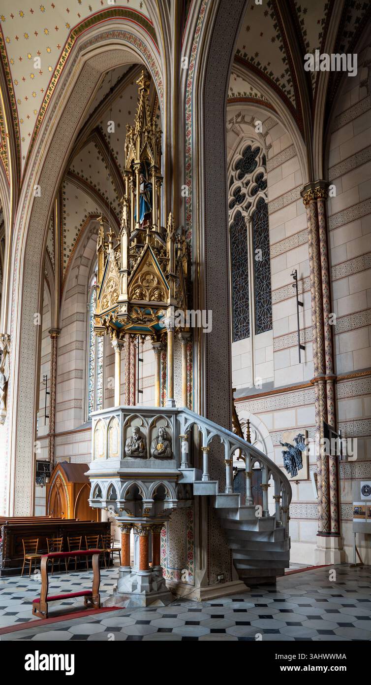 Marble pulpit inside Saint Wenceslas Cathedral, Roman Catholic church ...