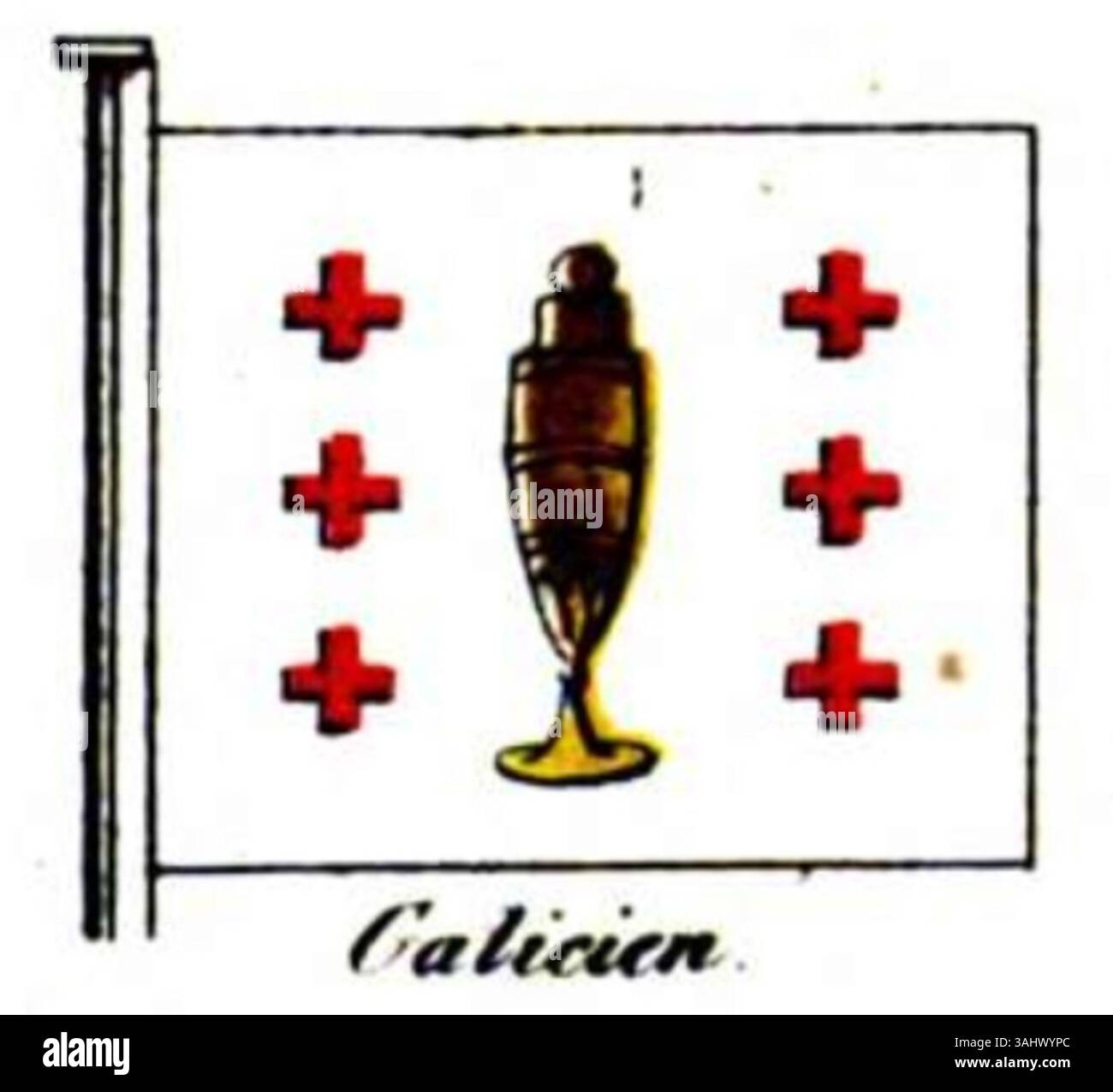 Flag of Galicia shown in the 1844 Flaggen-Almanach by Deppermann and ...