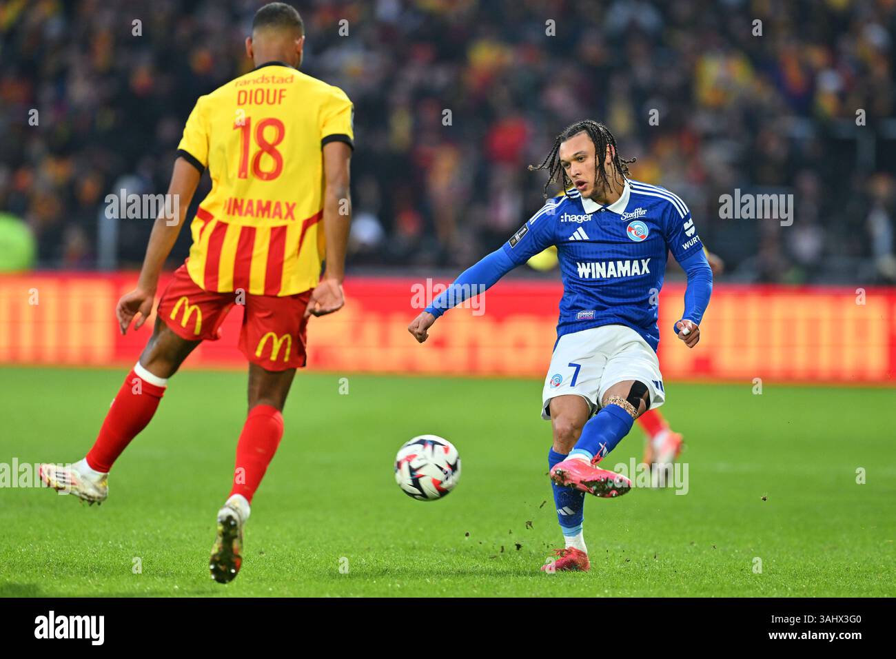 Diego Moreira (7) of Strasbourg pictured during the McDonalds Ligue 1 ...