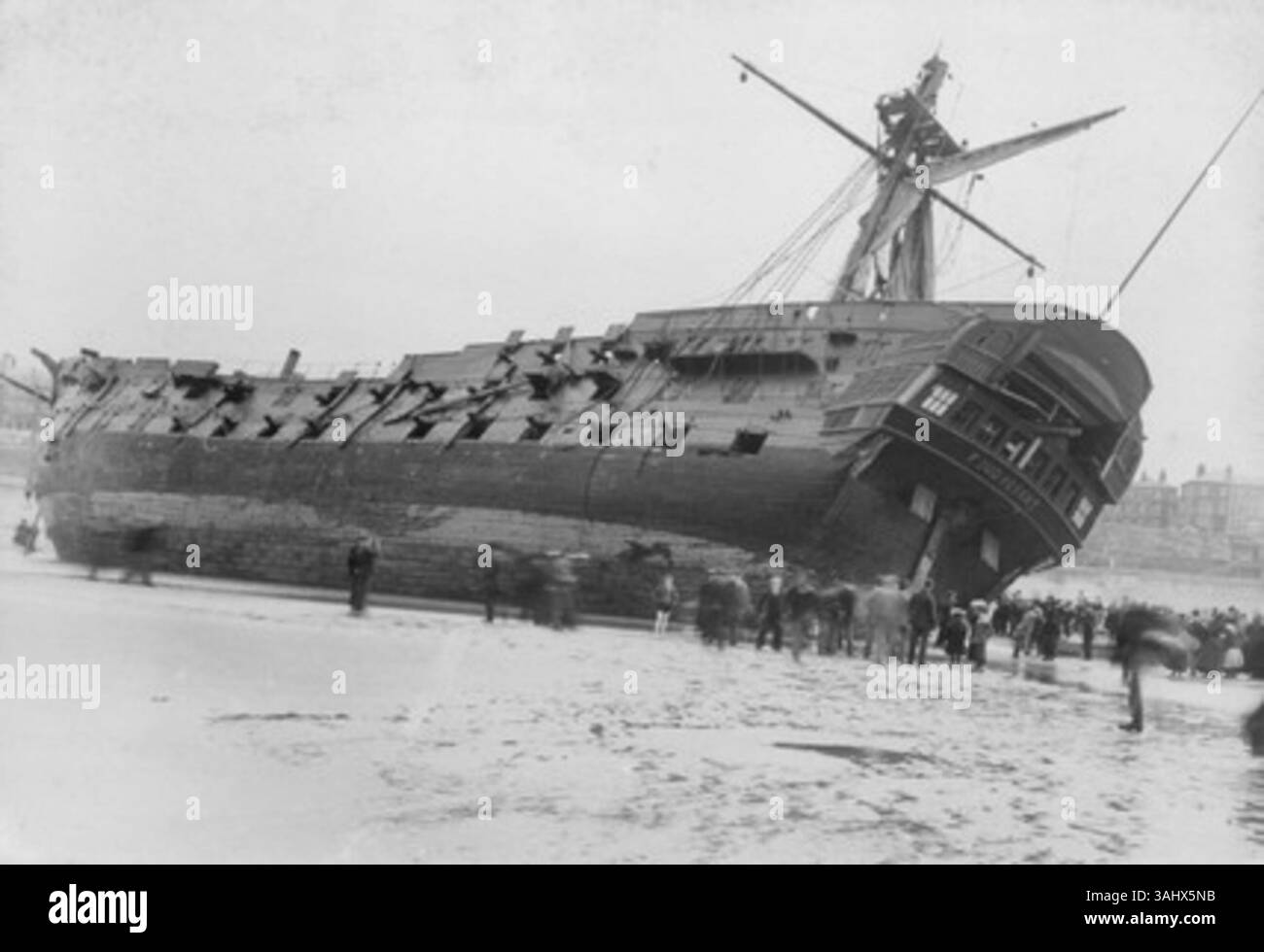 This photograph from June 1897 shows the wreck of the HMS Foudroyant on ...