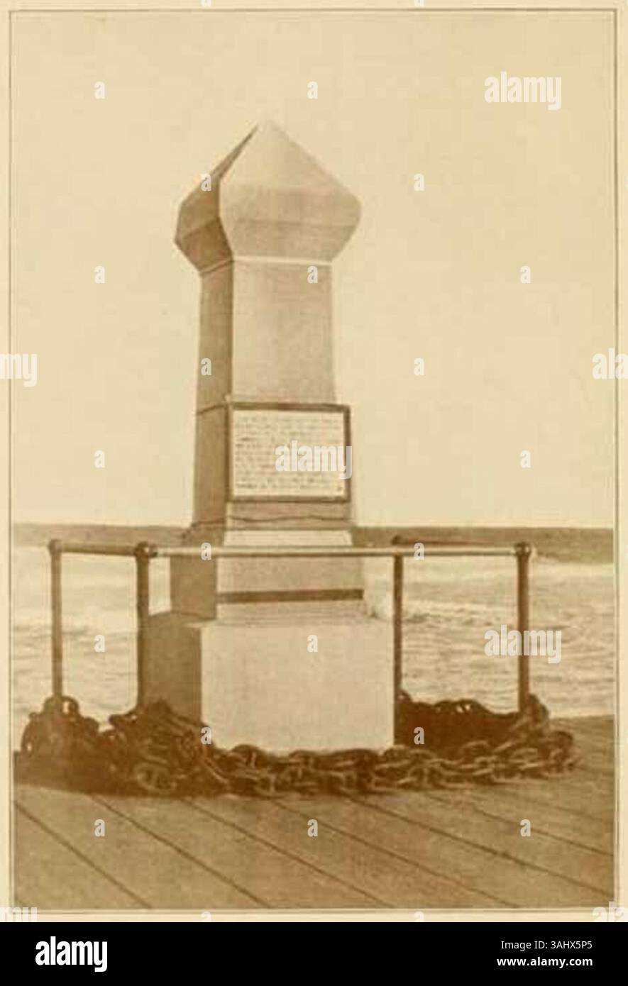 A photograph of the 12-foot tall monument to the 'New Era' disaster, erected in Asbury Park, New ...