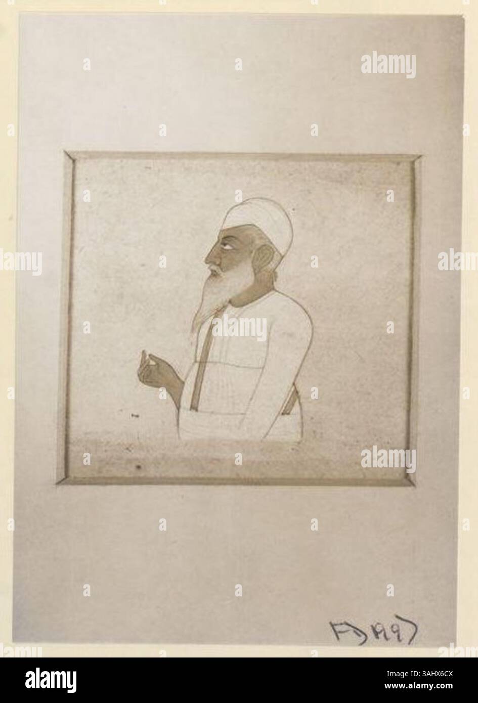 A tempera painting from the early 19th century, featuring a portrait of ...