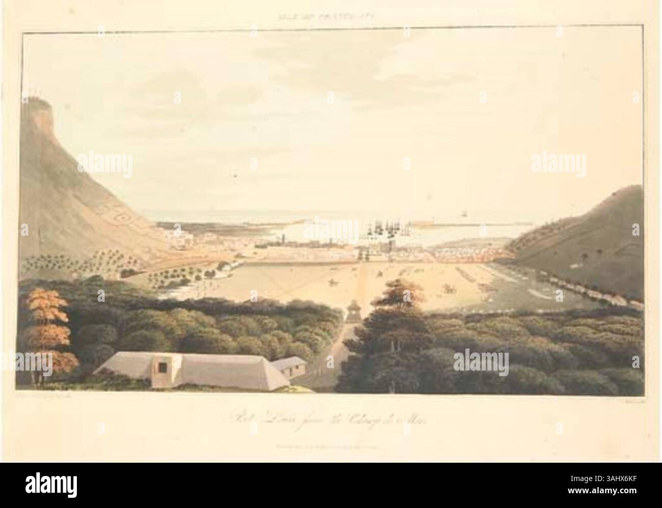 'Port Louis, from the Champ de Mars,' a print by John Heaviside Clark ...