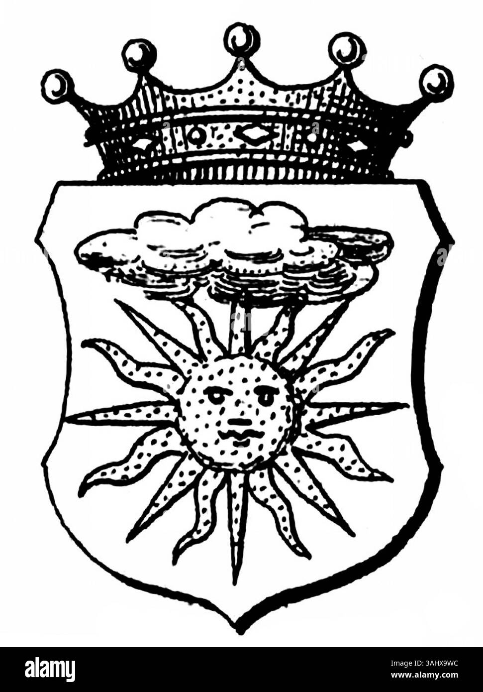 Coat of arms of the Hanneken family, displaying heraldic symbols. The ...