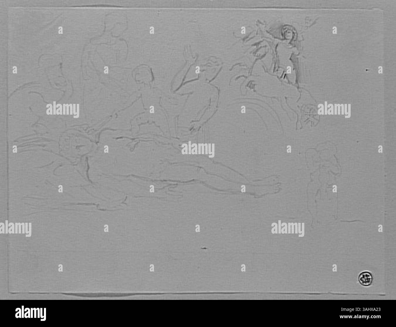 This sheet of studies by Gustave Moreau includes various figure ...