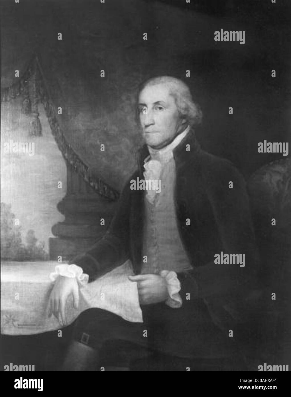 This 1789-1790 oil portrait by Joseph Wright depicts George Washington ...