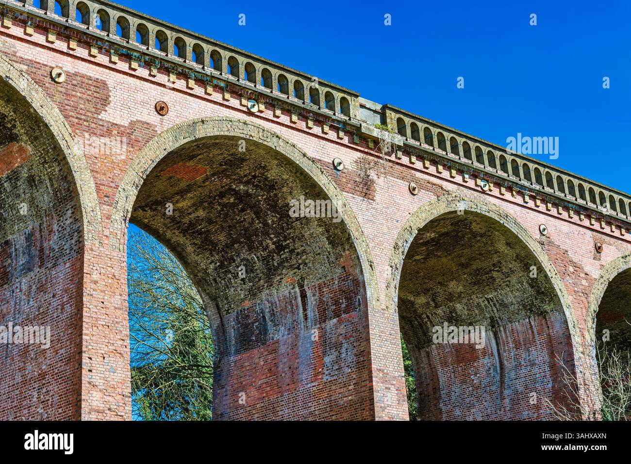 The nine-arched red-brick viaduct spanning the Dareth Valley located in ...