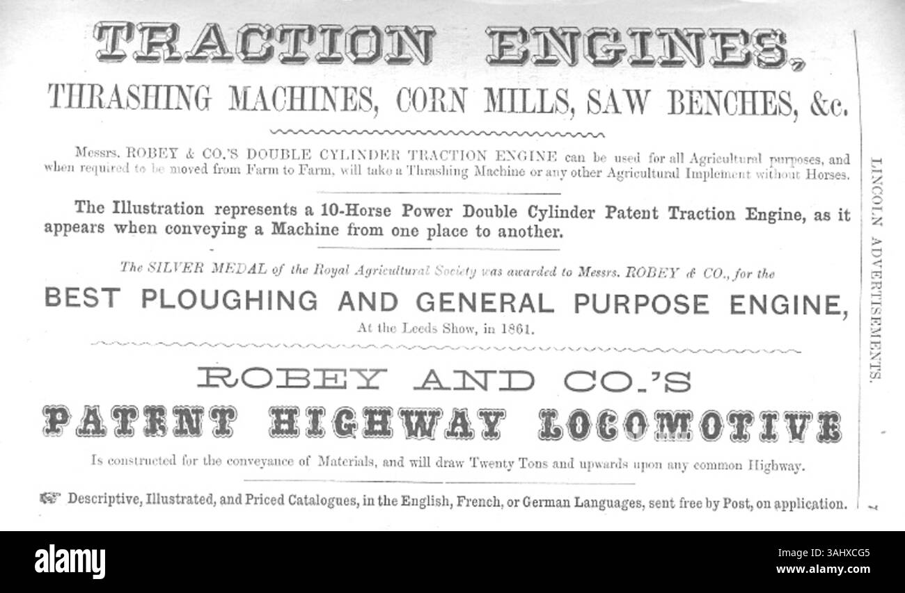 This 1863 document details the Robey Traction Engines and Road ...