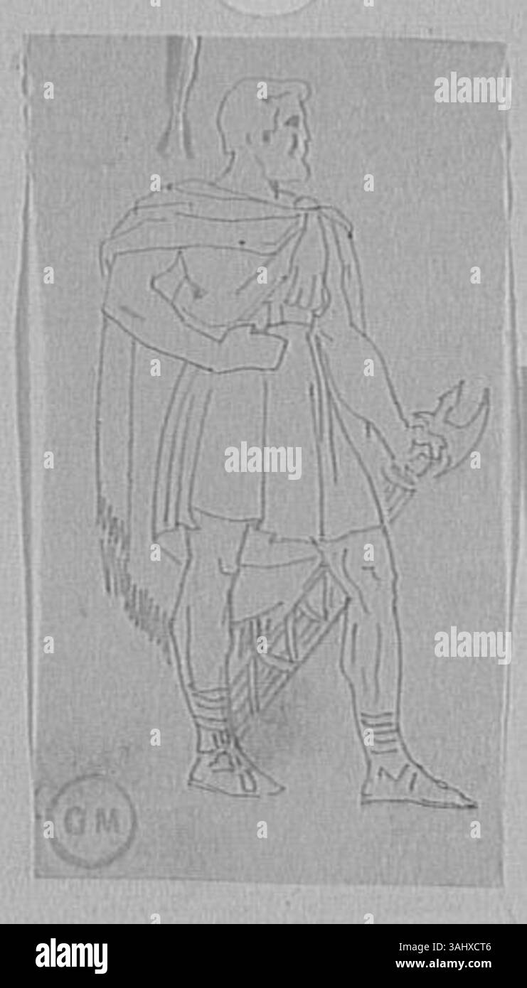 This drawing by Gustave Moreau features an antique male figure ...