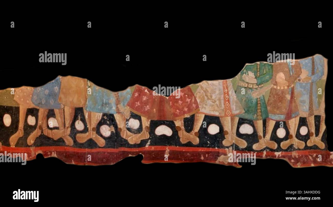 The Fayaz Tepe mural, dating back to the 4th century CE, depicts men in ...