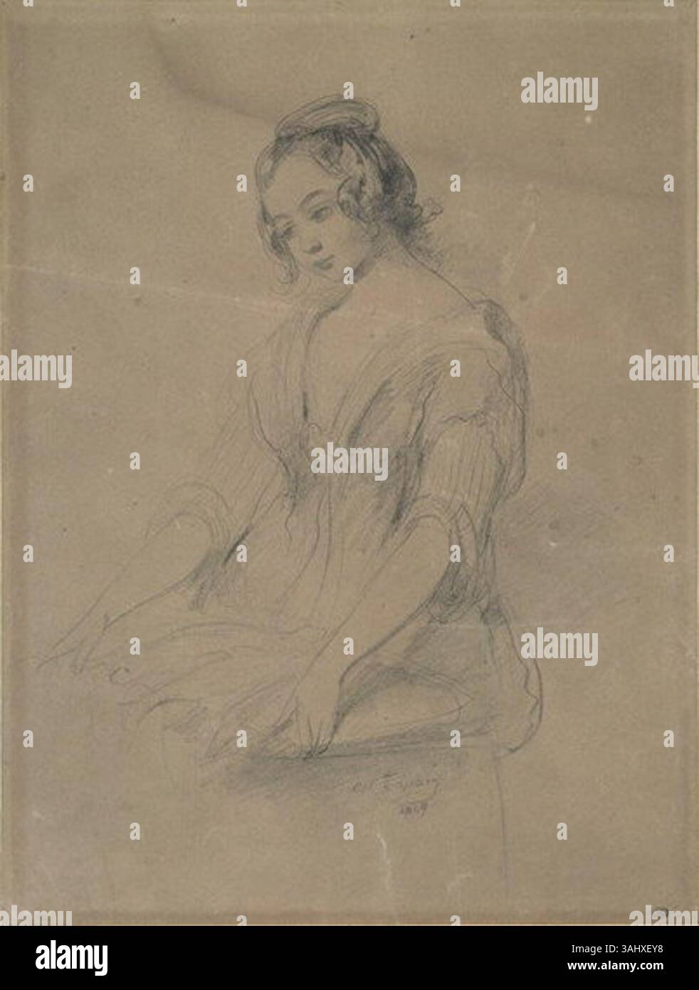 In this drawing by Octave Tassaert, created between 1840 and 1863, a ...
