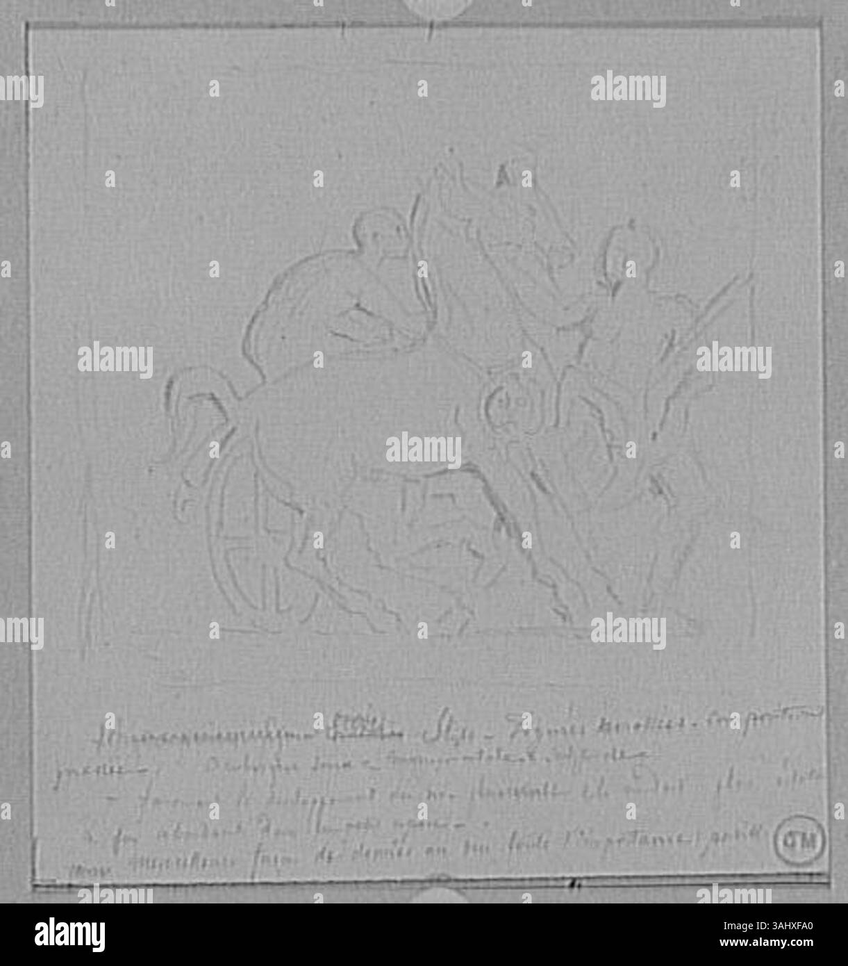 'Copie d'après un bas-relief antique' by Gustave Moreau depicts a ...