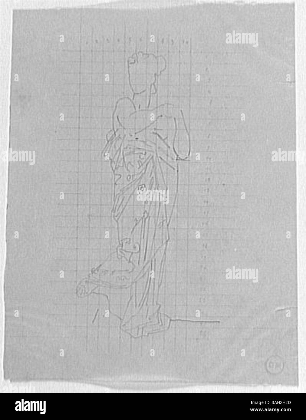 This figure study by Gustave Moreau features a woman draped in fabric ...