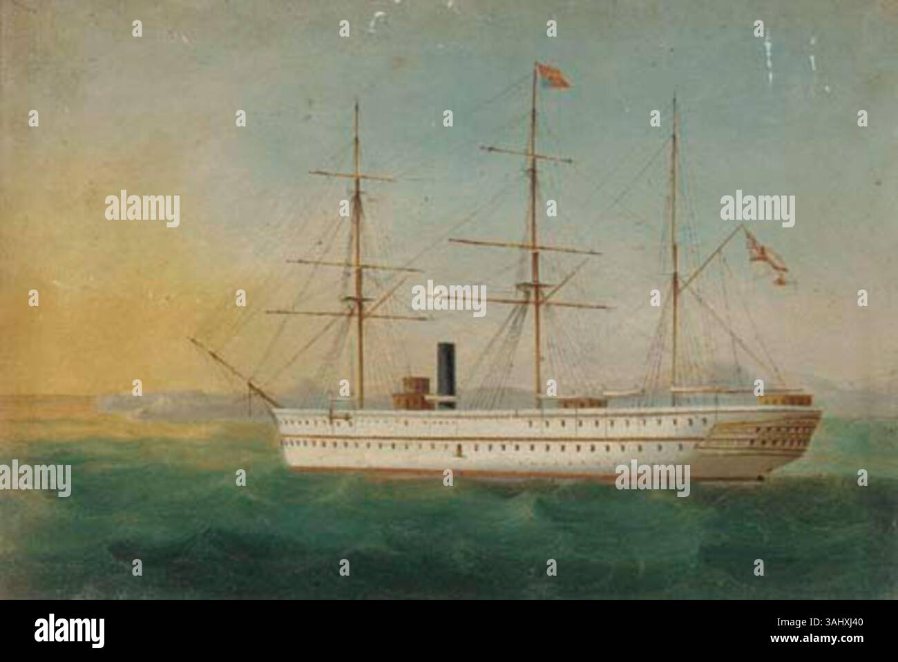 This 19th-century painting depicts H.M.S. Serapis with the Prince of ...