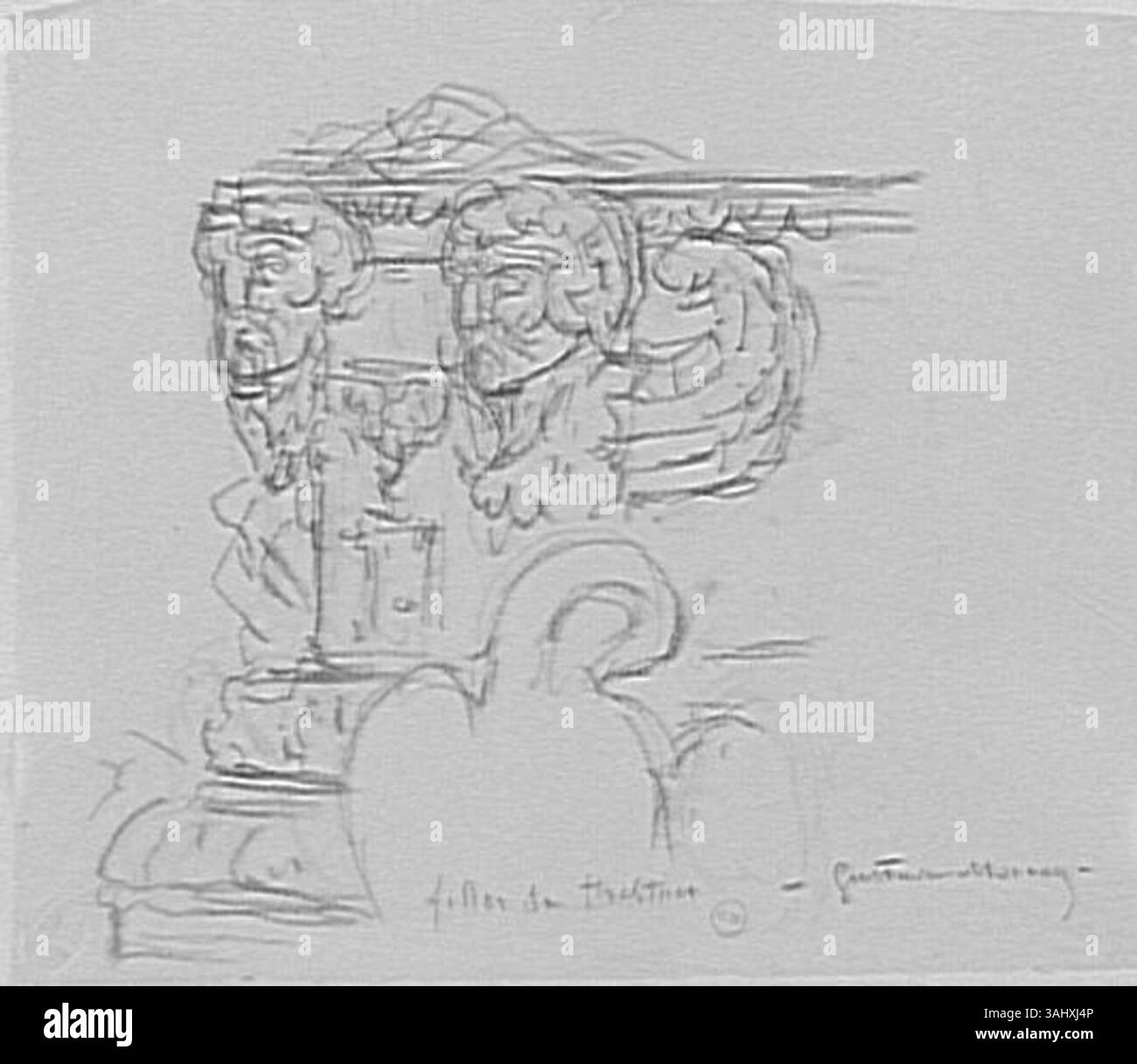 This study by Gustave Moreau depicts architectural elements for his ...