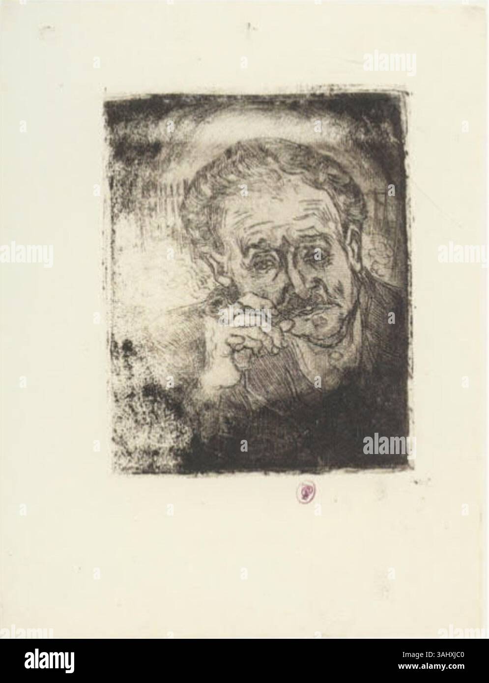 This etching by Vincent van Gogh, produced in May 1890, features Dr ...