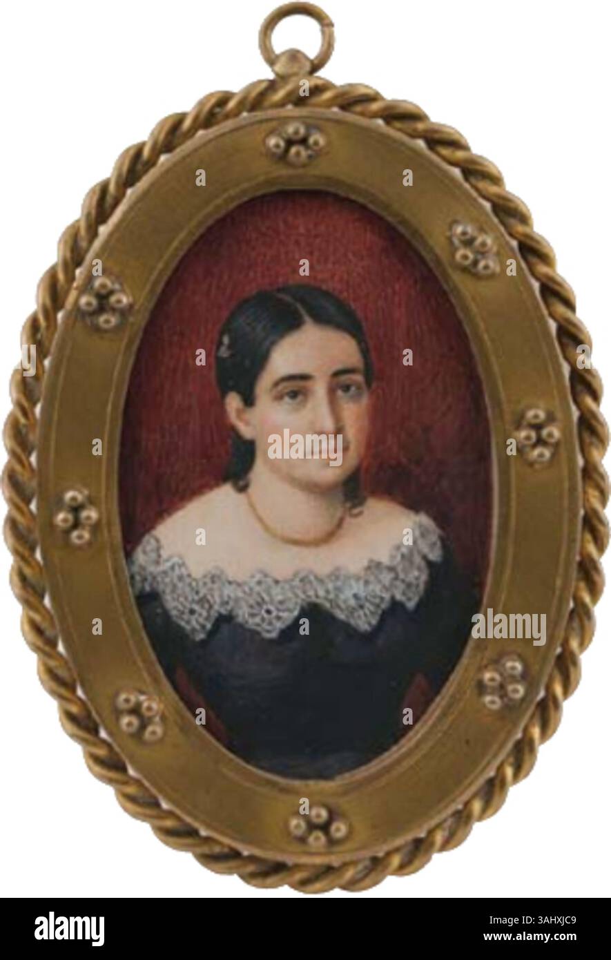 Watercolor on ivory portrait of María de la Quintana, painted by an ...
