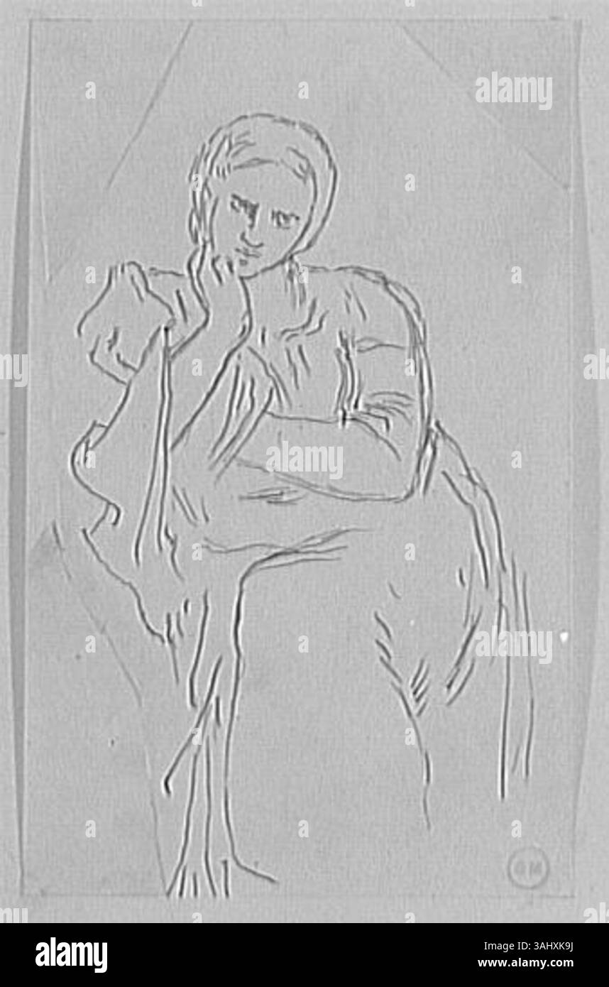 This study by Gustave Moreau portrays a draped woman in a frontal pose ...