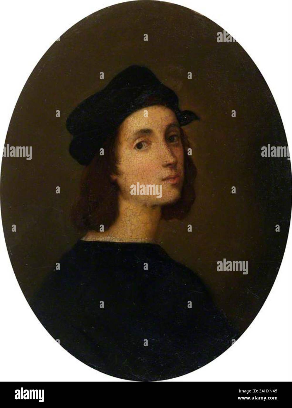 A 19th-century reproduction of Raphael's self-portrait, created after ...