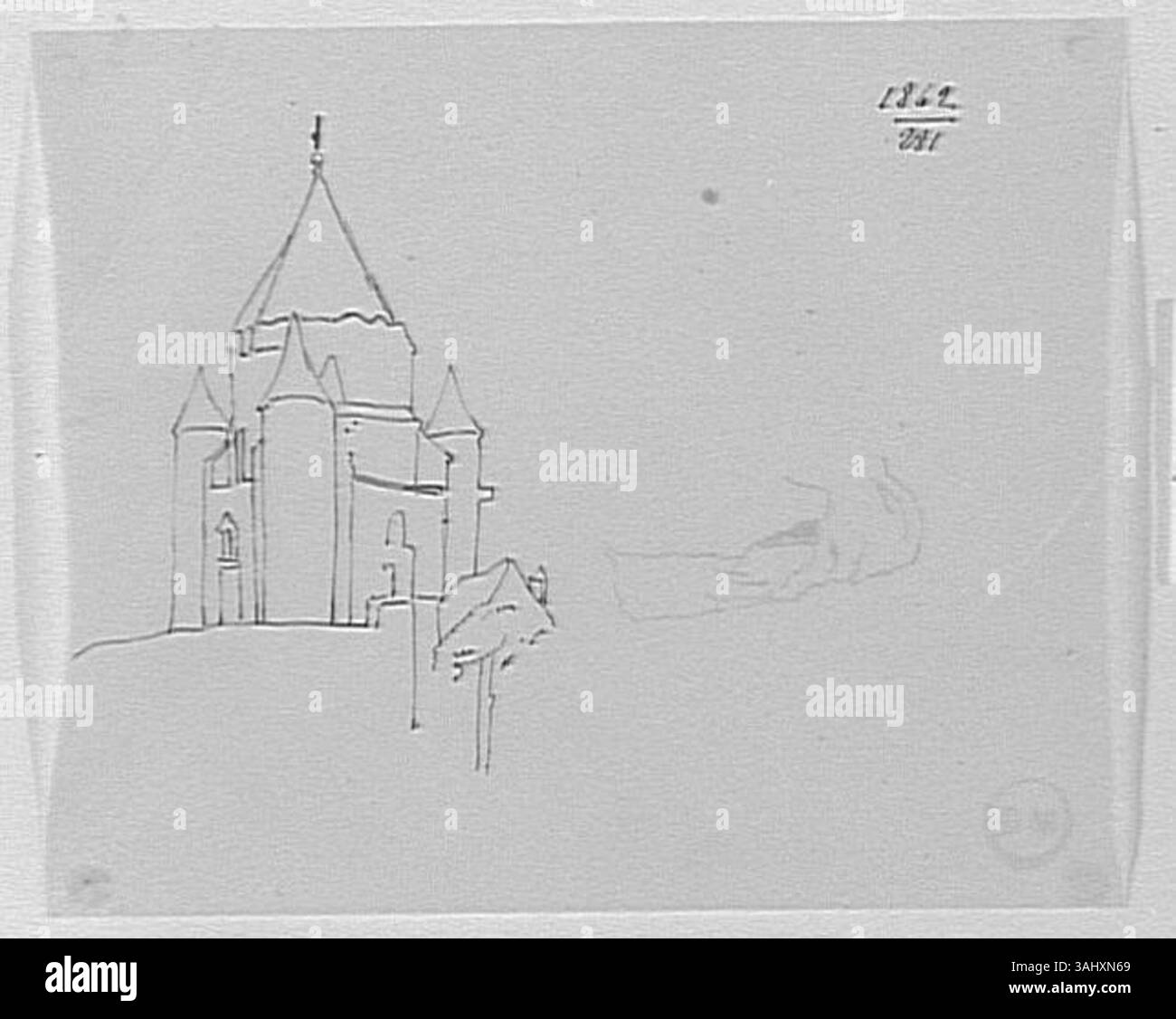 'Etude du château de Provins' by Gustave Moreau (1826–1898) is a study ...