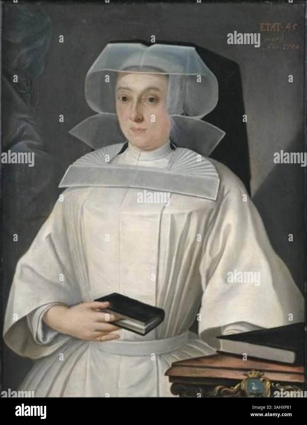 This 18th-century oil painting from the French School depicts a nun in ...