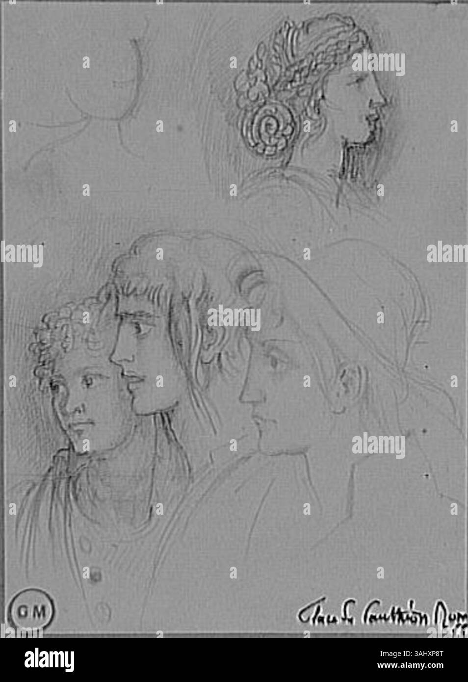 Feuille detudes tetes de jeunes romains hi-res stock photography and ...