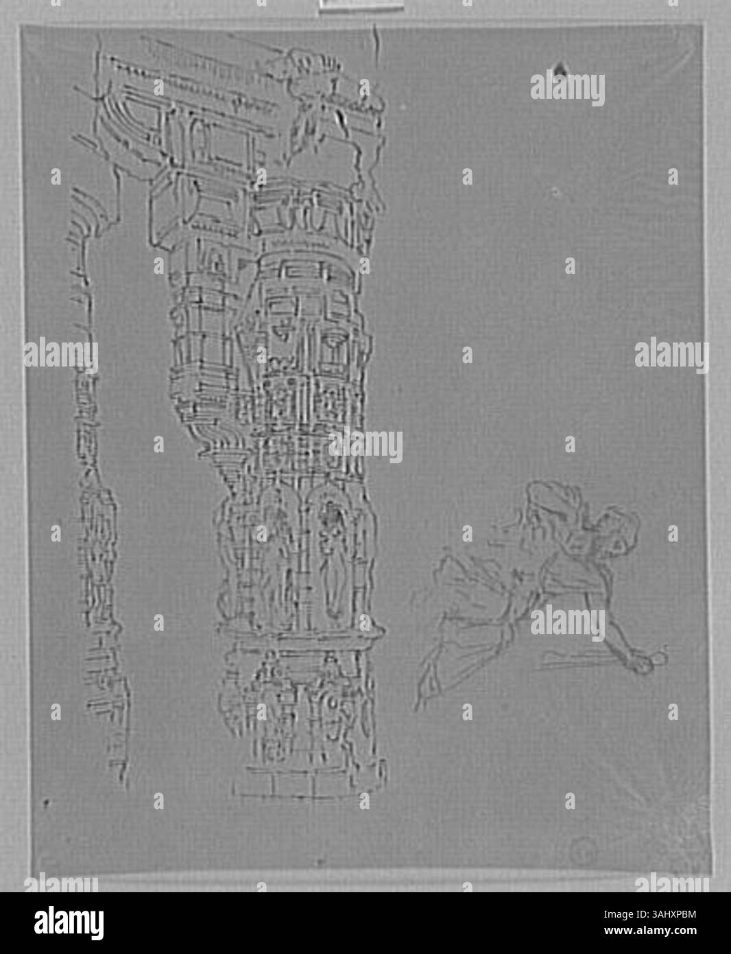 This architectural study by Gustave Moreau focuses on Indian motifs ...