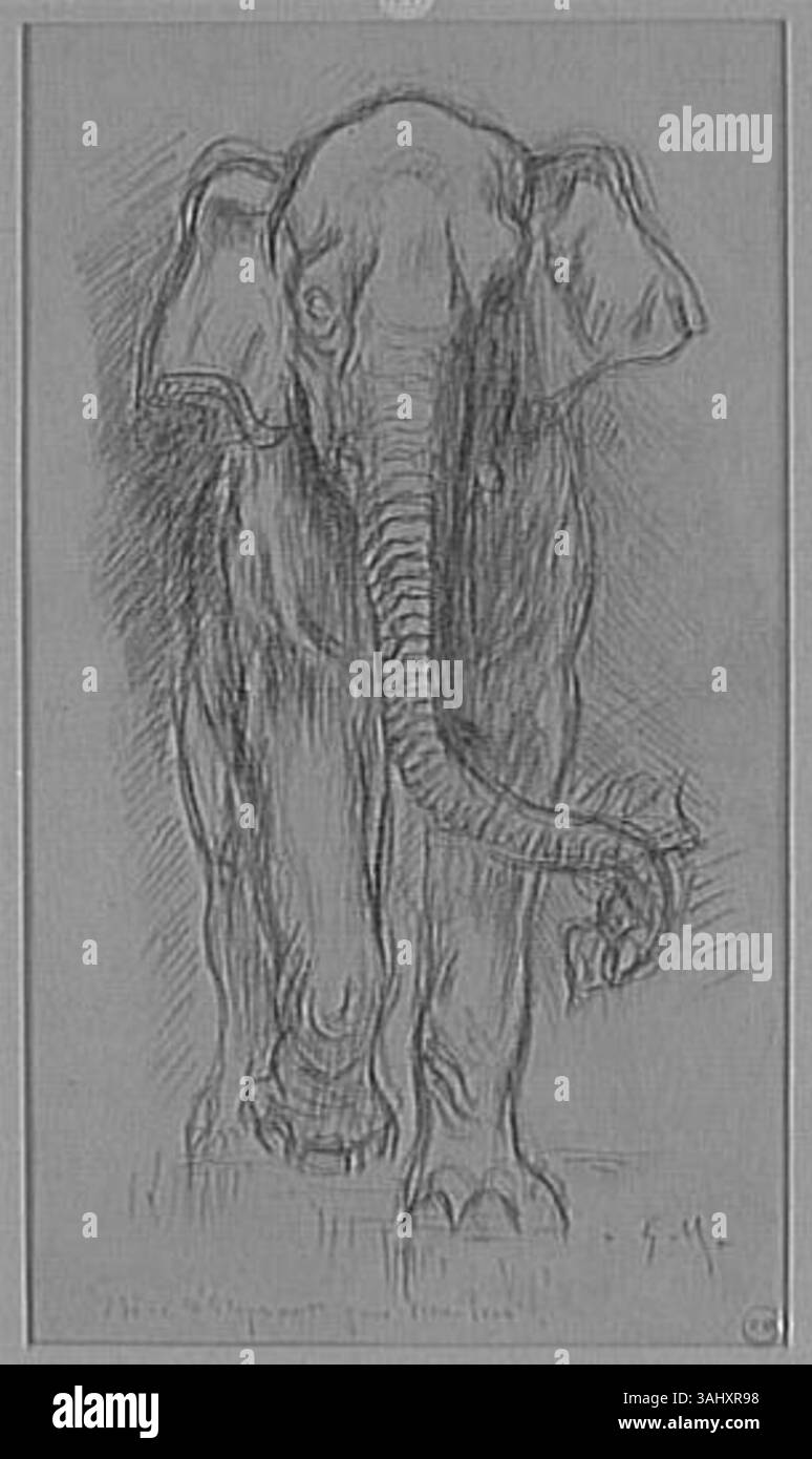 'Elephant vu de face' by Gustave Moreau, created between 1850 and 1895 ...