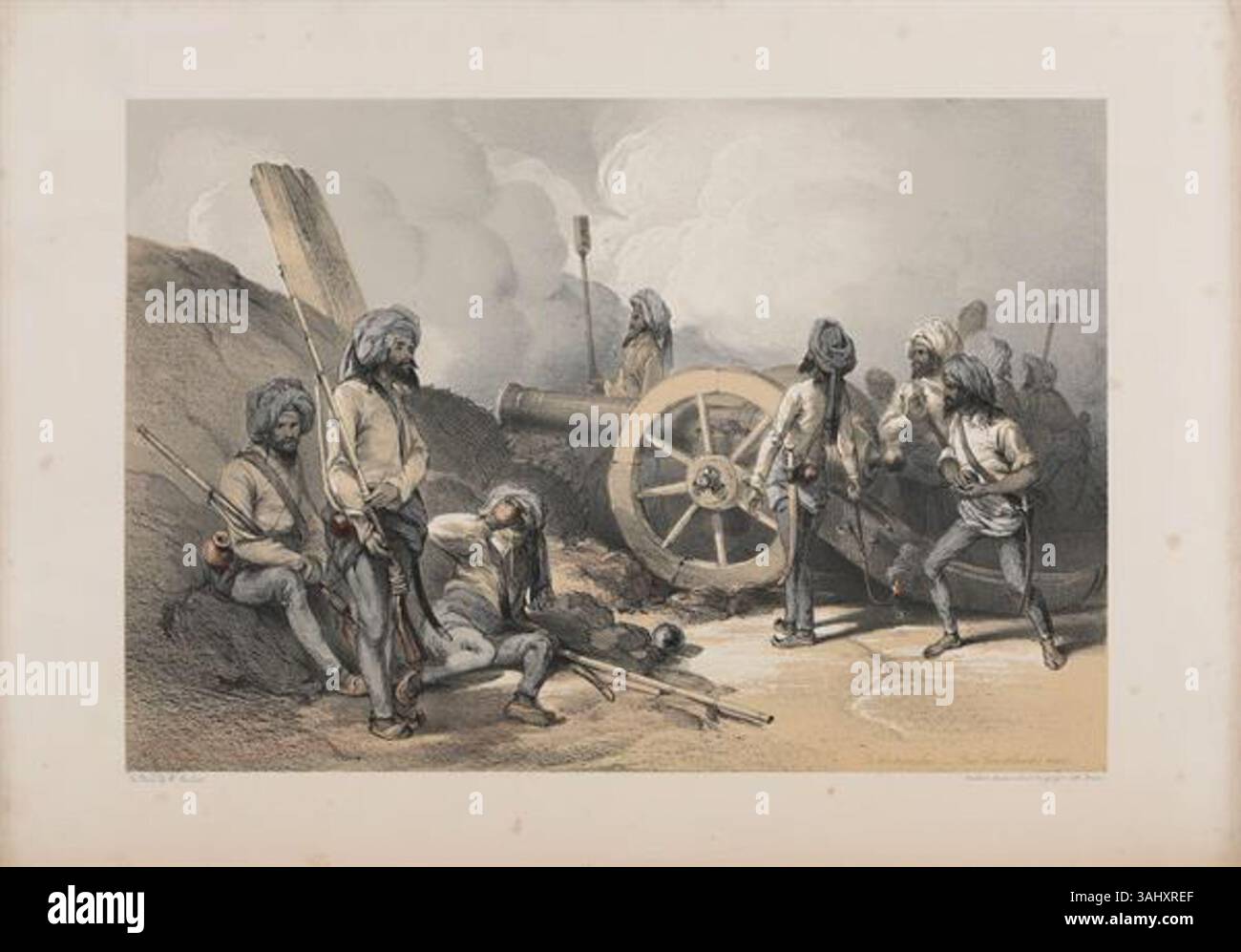 This lithograph shows General Courtland’s men in the trenches during ...
