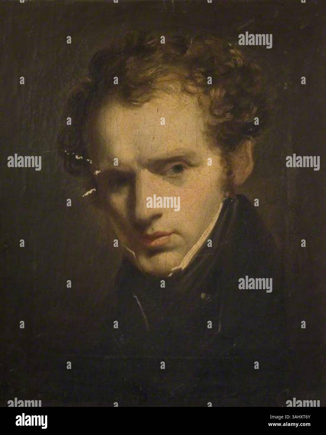 A portrait of a young man, painted anonymously between 1820 and 1840 ...