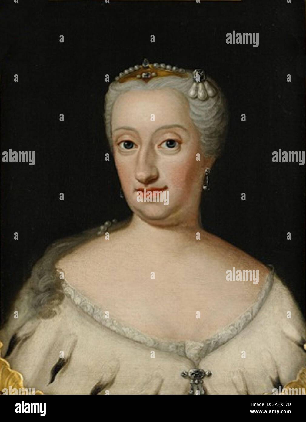 The portrait of Ulrika Eleonora I of Sweden, painted around 1730, shows ...