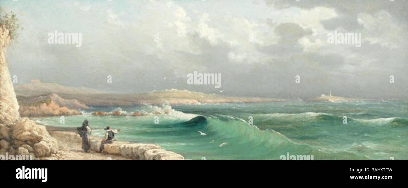 Girolamo Gianni’s 1880 painting, 'Figures Observing the Breakers off ...