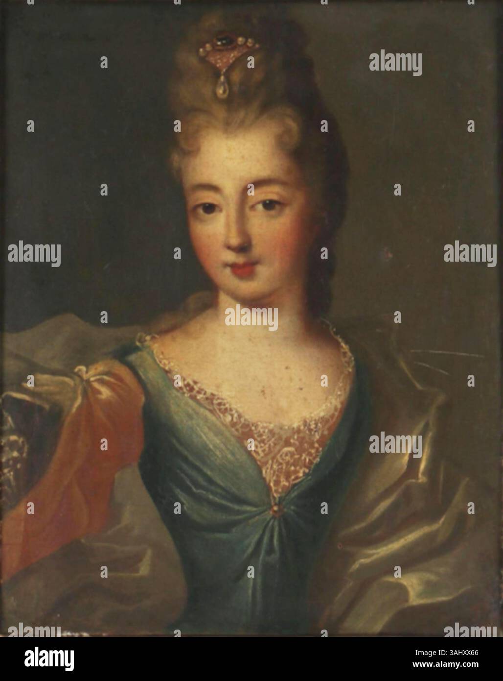 This presumed 18th-century portrait depicts a French lady, possibly a ...