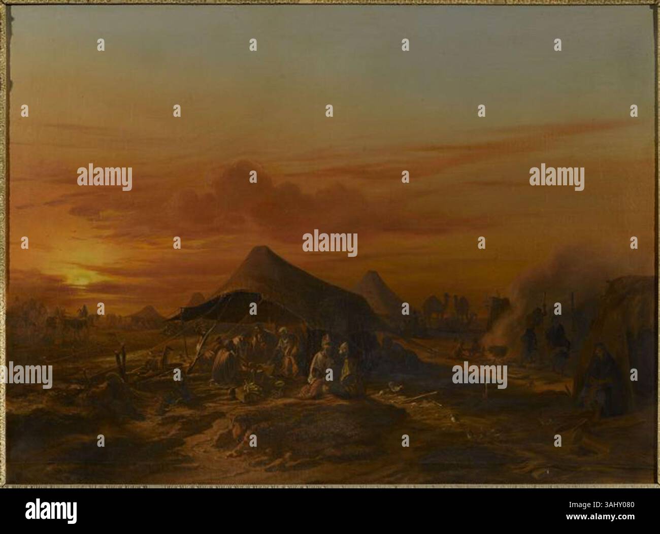 This 1845 painting by Édouard Auguste Nousveaux, titled *Campement au ...